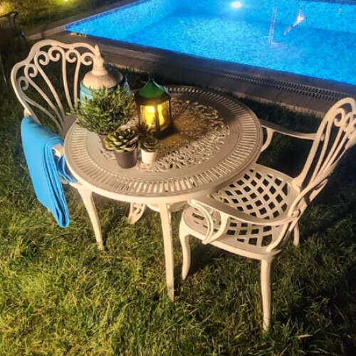Set mobilier gradina, terasa, balcon Niovel® Istanbul R2 Alb, masa cu 2 ...