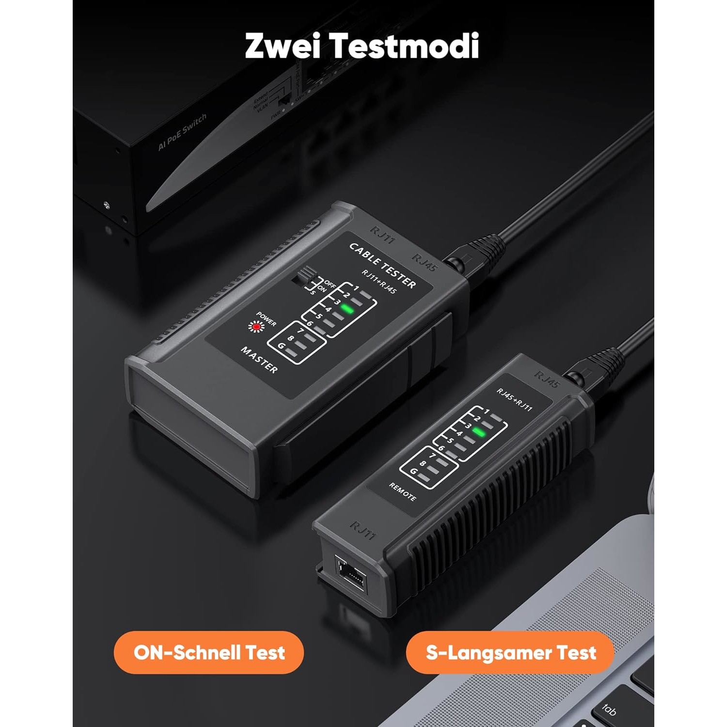 Tester Cablu retea RJ11, RJ12, RJ45, Negru - eMAG.ro