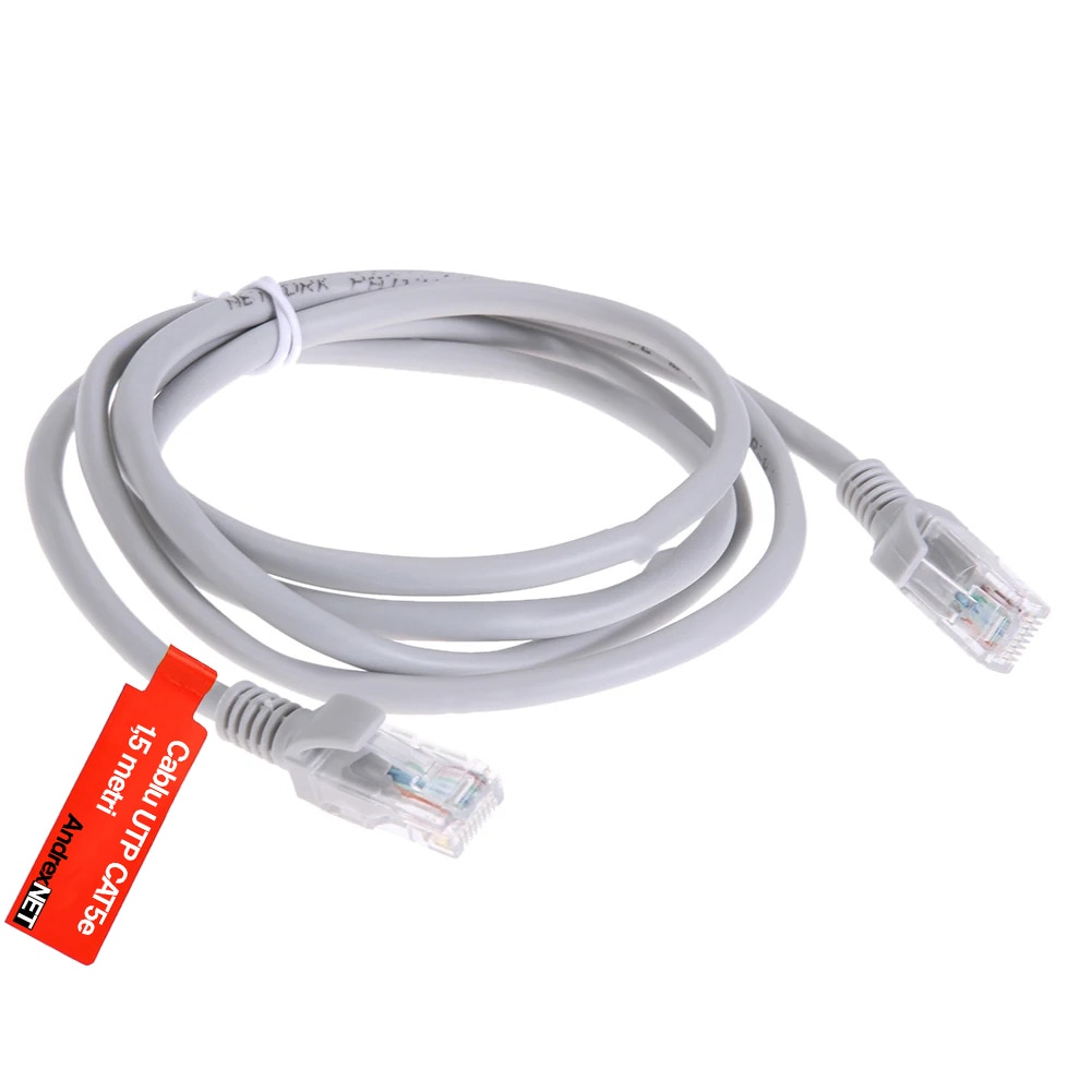 Cablu de retea UTP cat 5e, 1.5 metri, gri - eMAG.ro