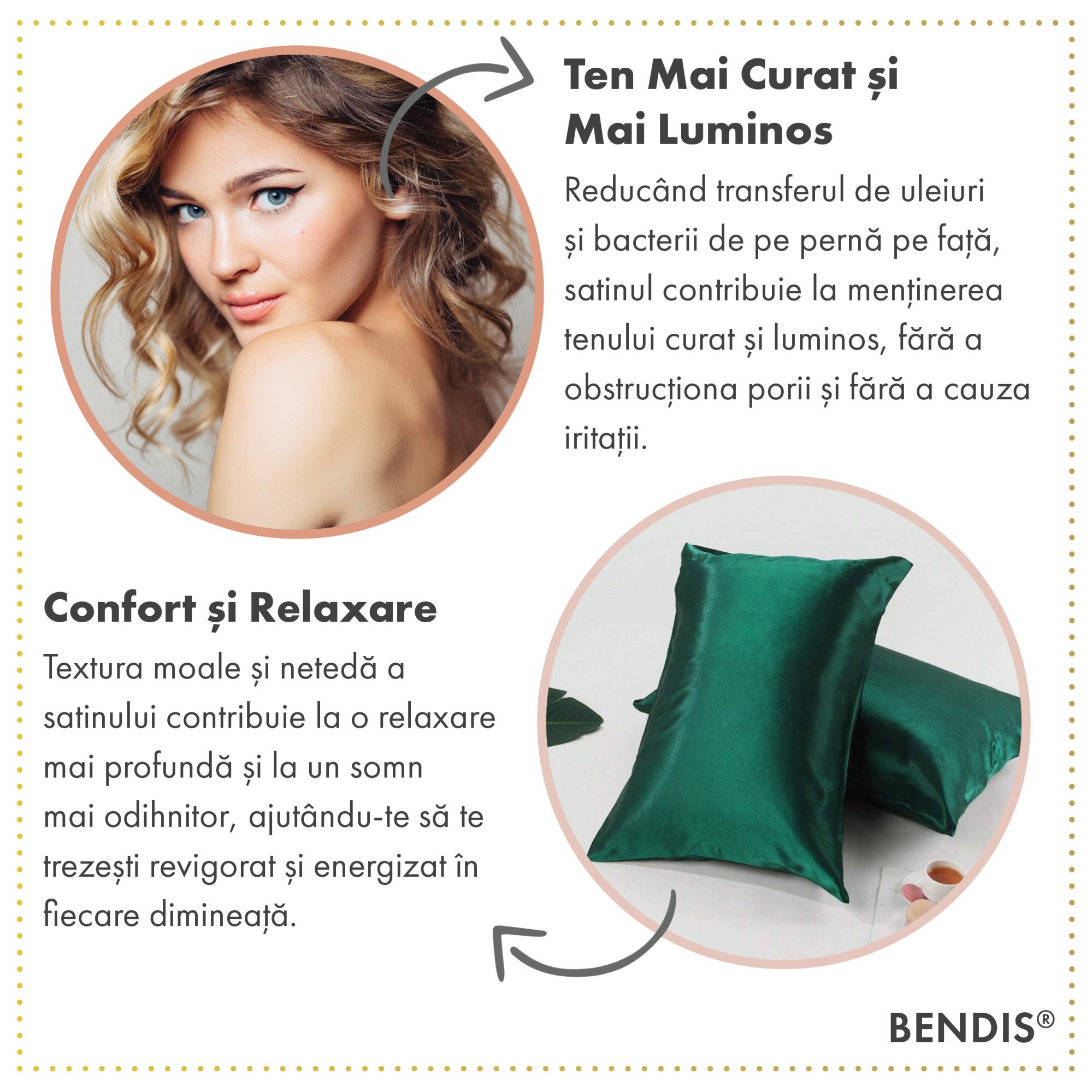 Set 2 x Fata de perna din Satin Luxury, Protectie pentru ten si par ...