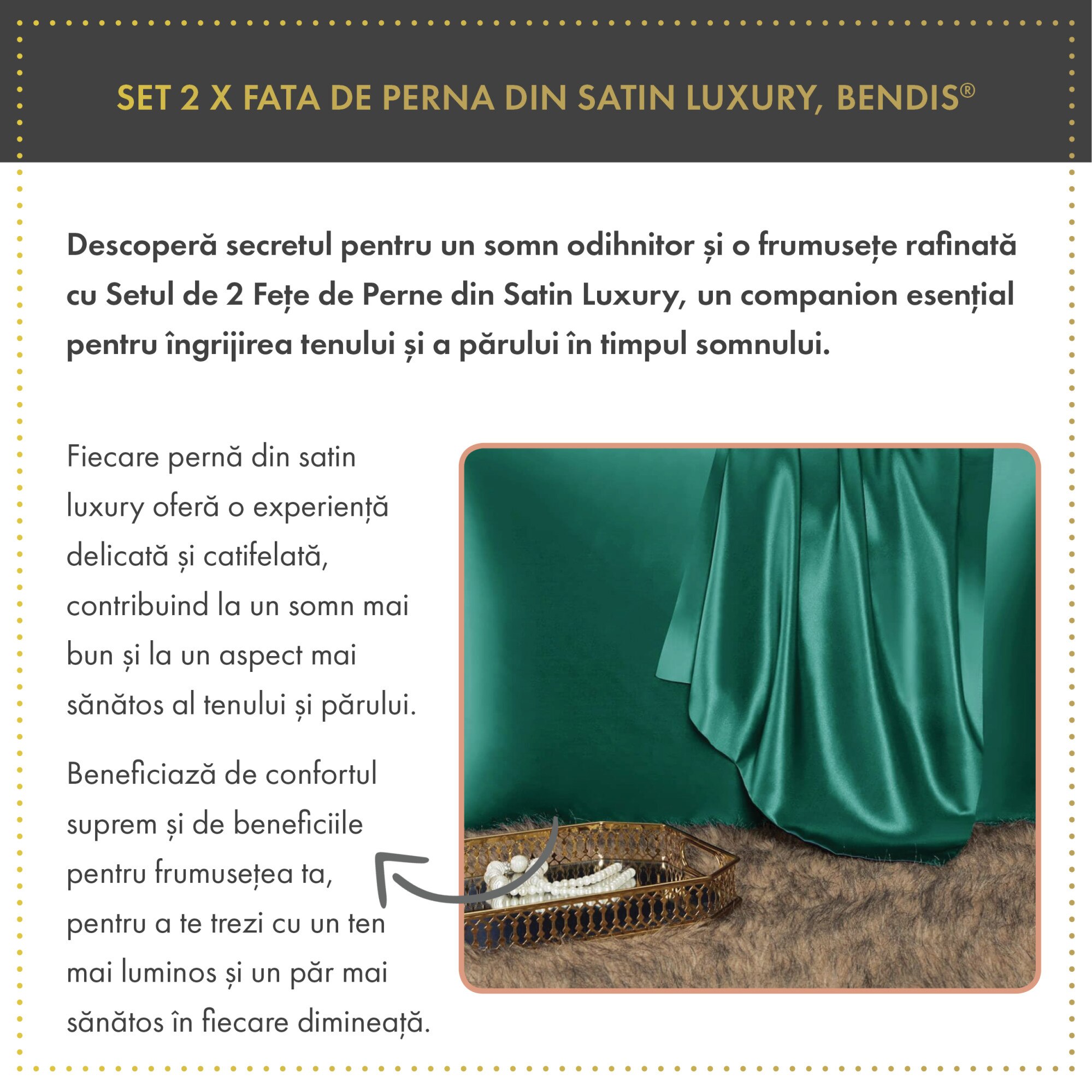 Set 2 x Fata de perna din Satin Luxury, Protectie pentru ten si par ...