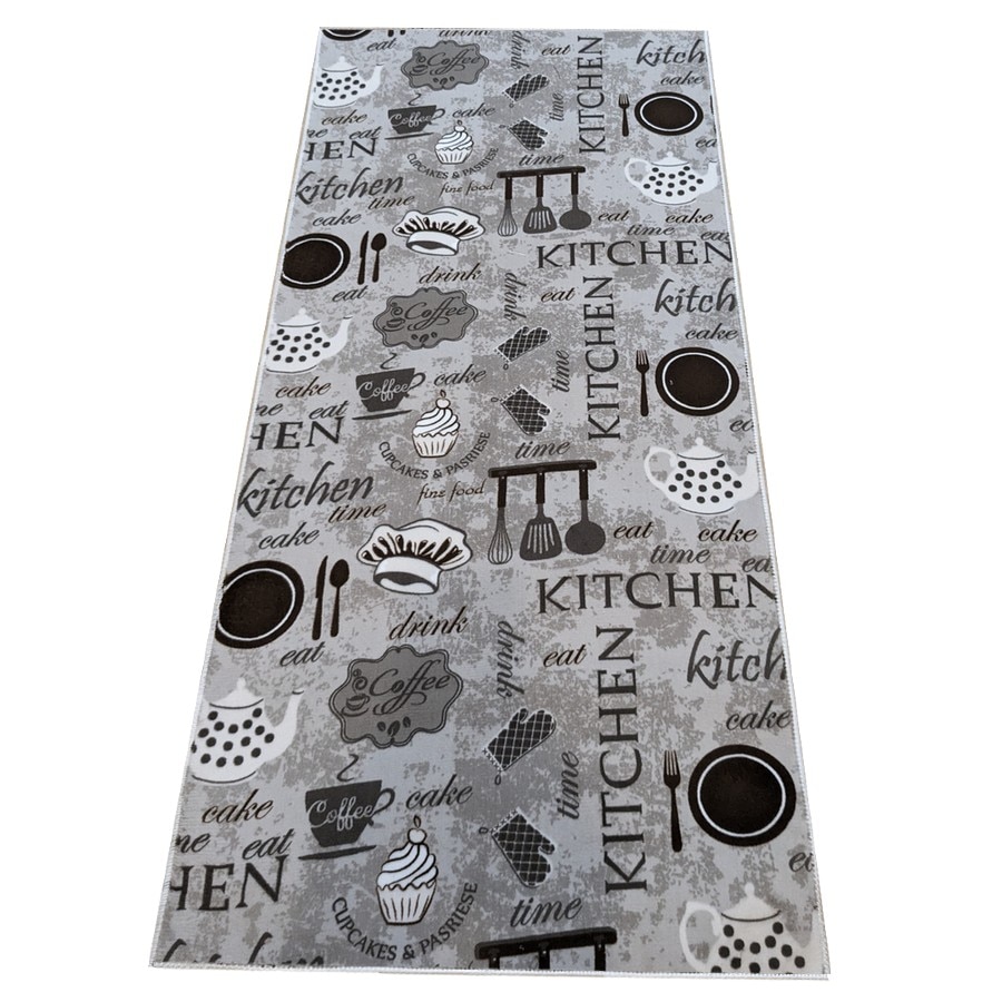 Traversa Antiderapanta Bucatarie, Bej cu Maro, Poliester, 60 x 300 cm ...