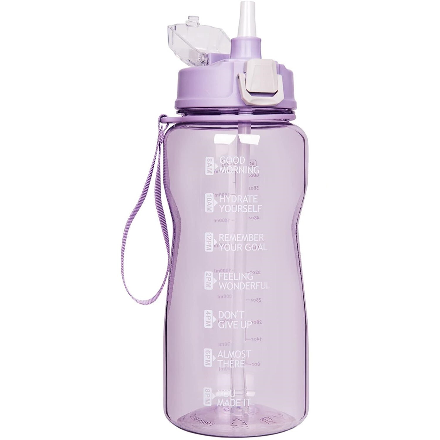Sticla de apa motivationala, reutilizabila, portabila, cu pai ...
