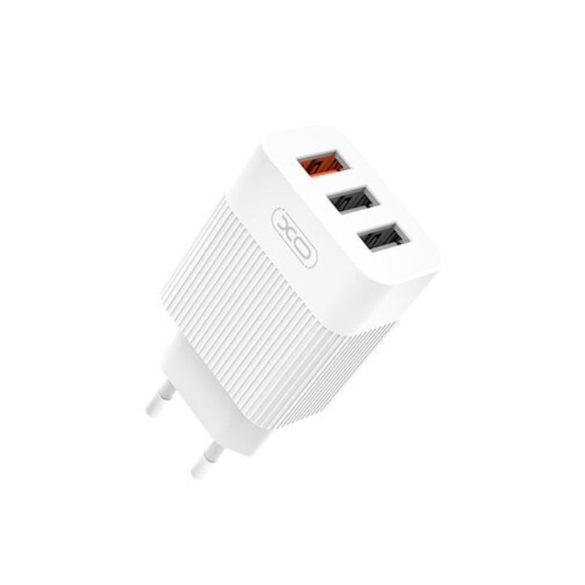 Adaptor cu priza si trei porturi USB QC, 100-240 V, Alb - eMAG.ro