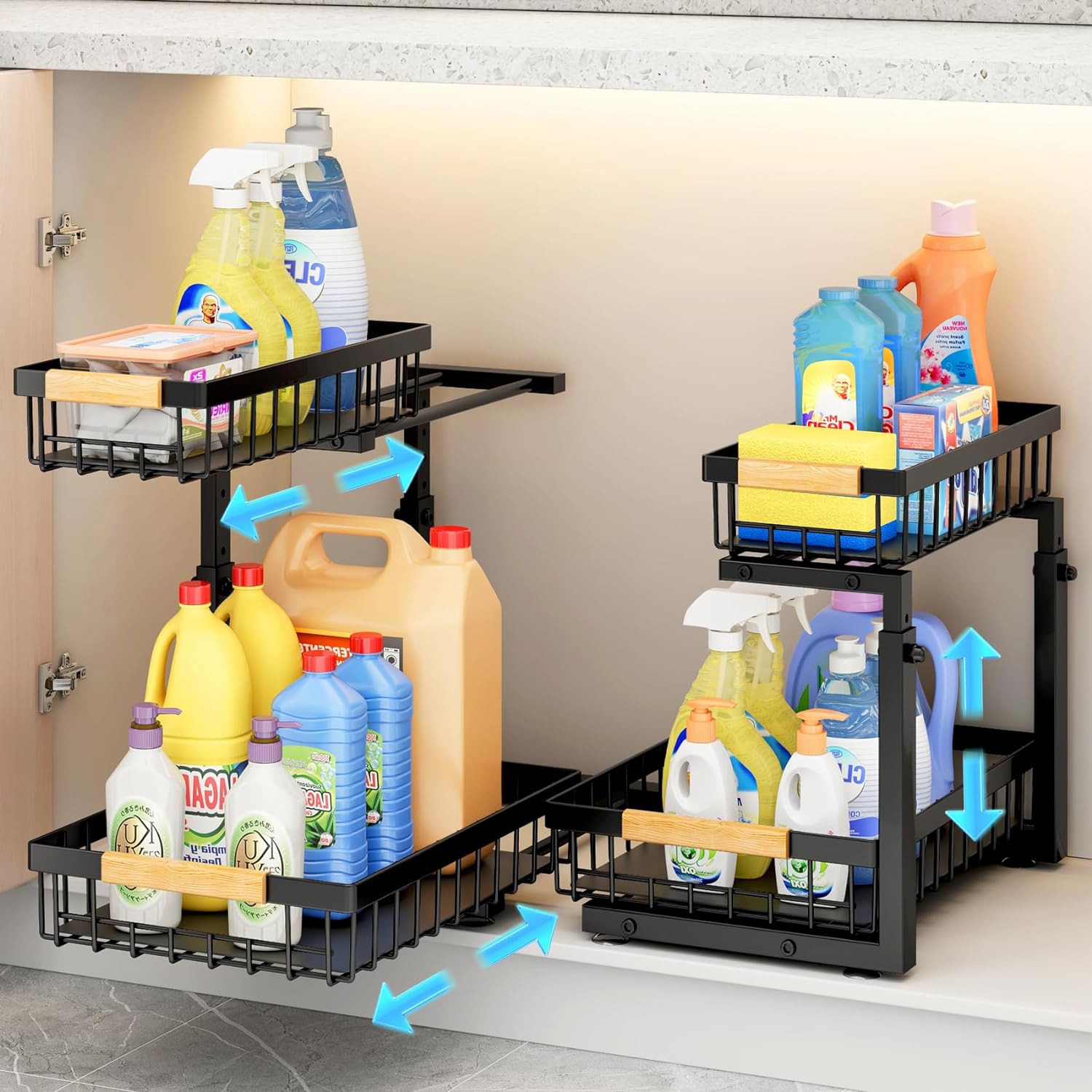 Organizator Multifunctional Elindor® pe 2 Nivele, Suport Metalic pe ...