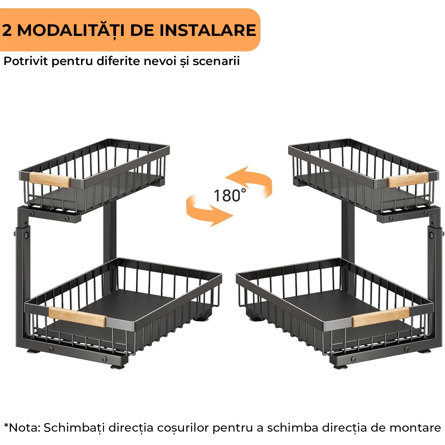 Organizator Multifunctional Elindor® pe 2 Nivele, Suport Metalic pe ...