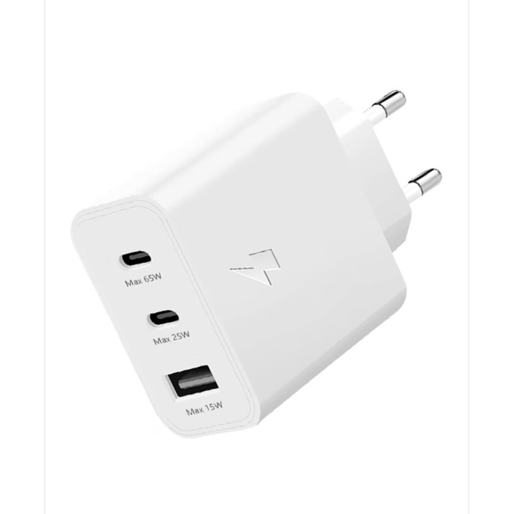 Incarcator retea 65 W Super Fast Charge 100-240V 1x USB-C 65W 1x USB-C ...
