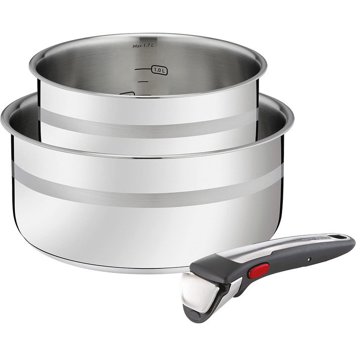 Set 2 cratite Tefal Jamie Oliver Ingenio G6, 16+20 cm, maner detasabil ...