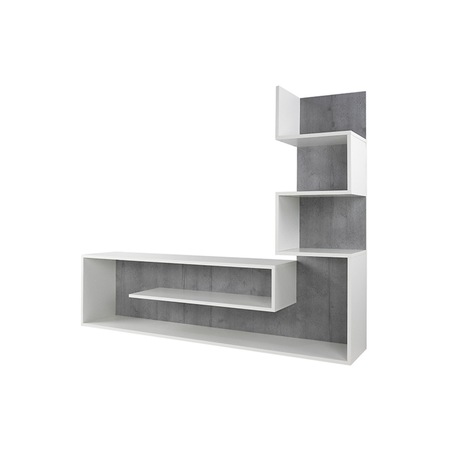 Comoda living cu rafturi, gri beton cu alb, 155x28x121cm - eMAG.ro