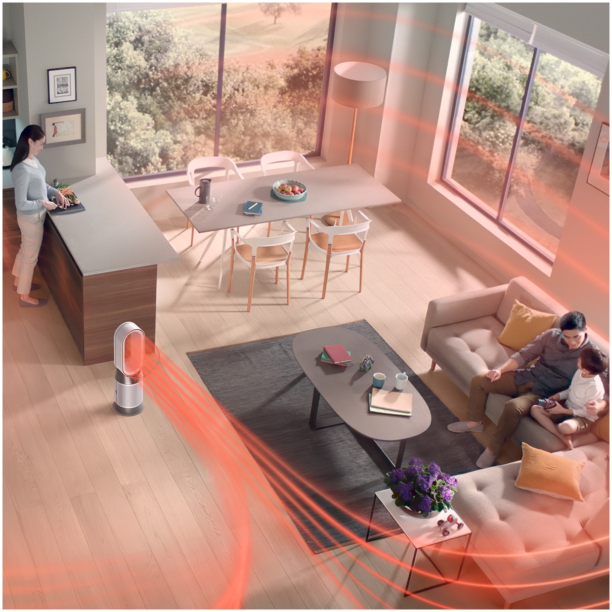 Purificator de aer si aeroterma Dyson Purifier Hot+Cool™ Gen1 HP10, 10 trepte de viteza, Filtru ...