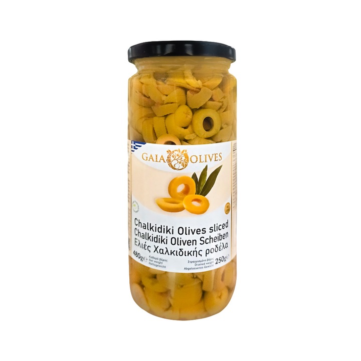 Masline verzi, Gaia Olives, Sticla, 480g/250g - eMAG.ro