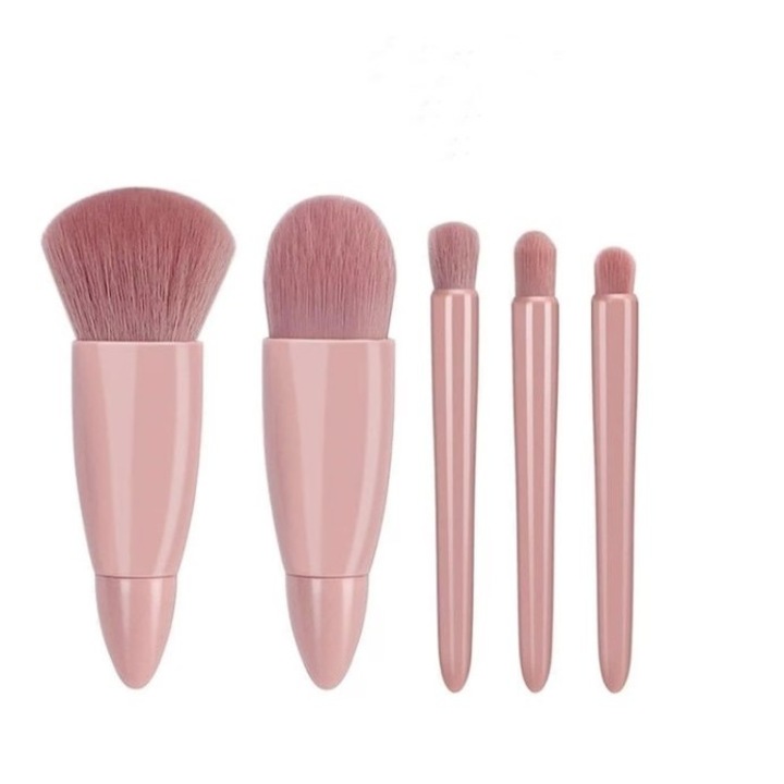 Set 5 Mini Pensule de Machiaj, Flippy, Portabile, in Carcasa cu Oglinda ...