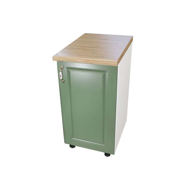 Corp inferior cu 1 Usa Zebra, Alb/MDF Verde, si blat Artar 40 x 85 x 60 ...