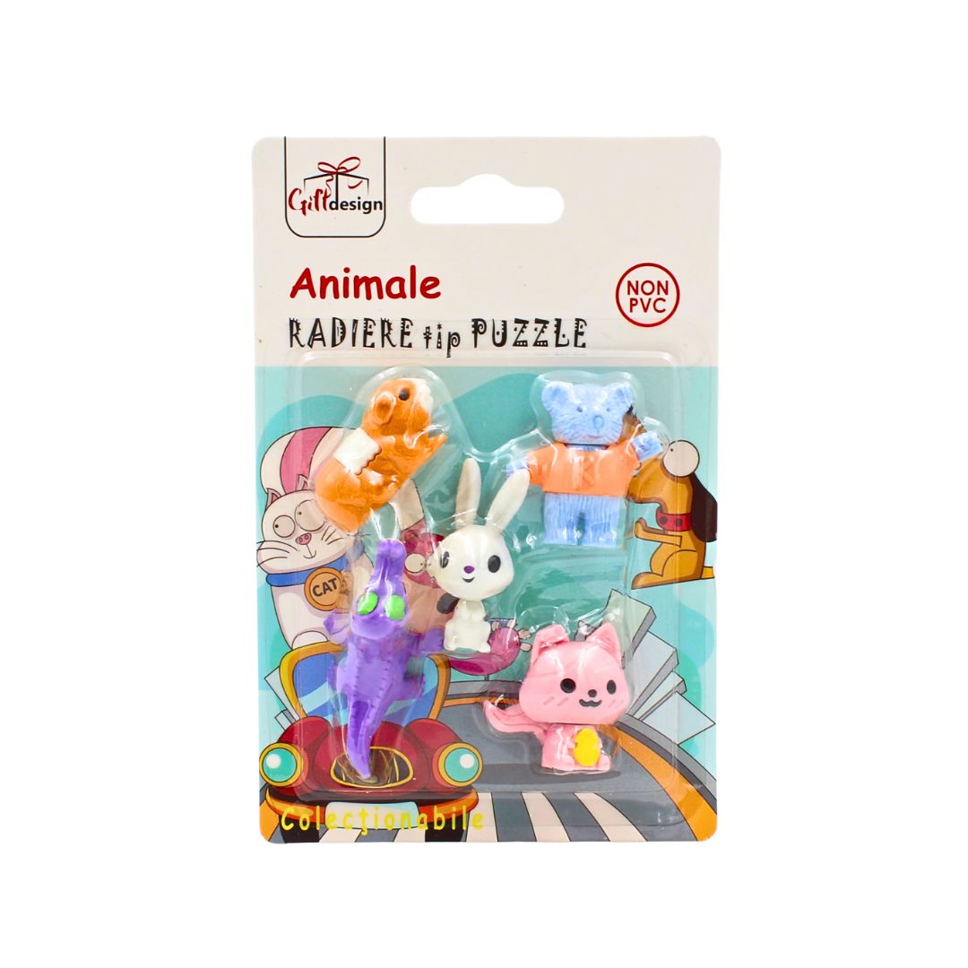 Set 5 radiere colectionabile Animale vulpita roz - eMAG.ro