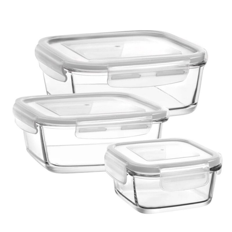Set caserole depozitare Kosova 990LAV1802, Sticla, 3 buc, Transparent ...
