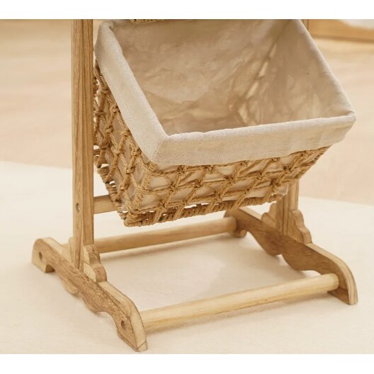 Raft depozitare, lemn, 4 cosuri detasabile cu husa, 125x35x35 cm, alb ...