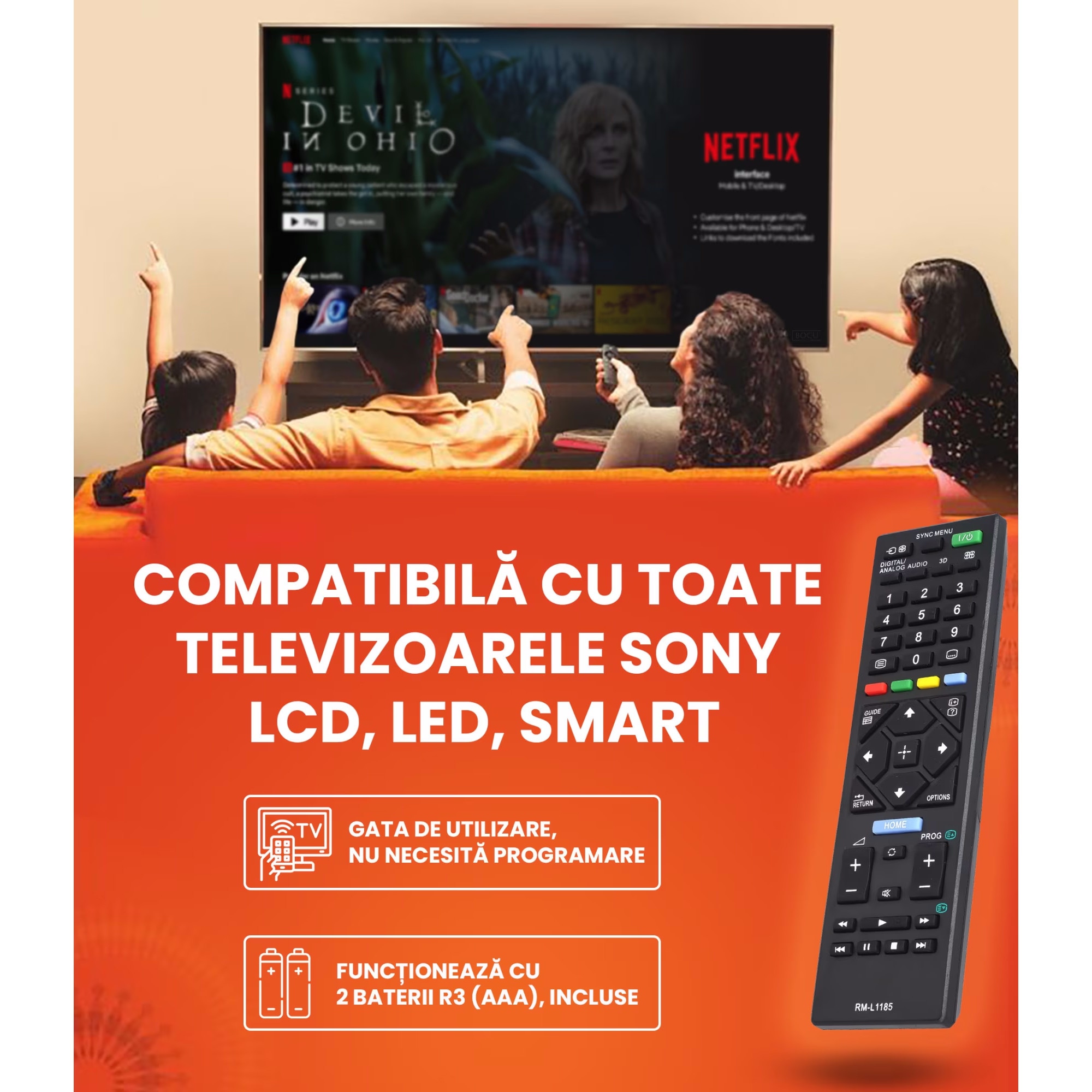 Telecomanda TV Compatibila LCD LED SONY, RM-ED062, RM-L1185, cu buton ...