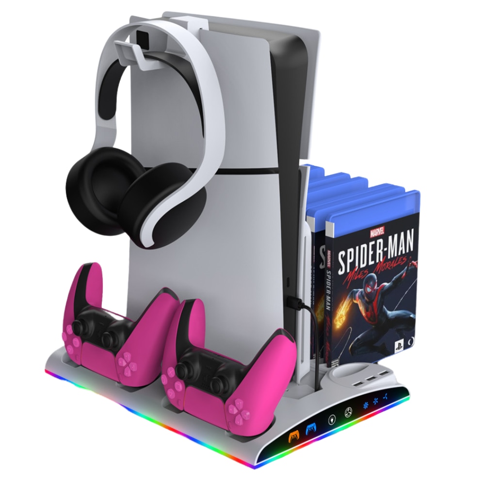 Stand vertical 5 in 1 multifunctional PS5 / PS5 Slim Evolve-x®, cu ...