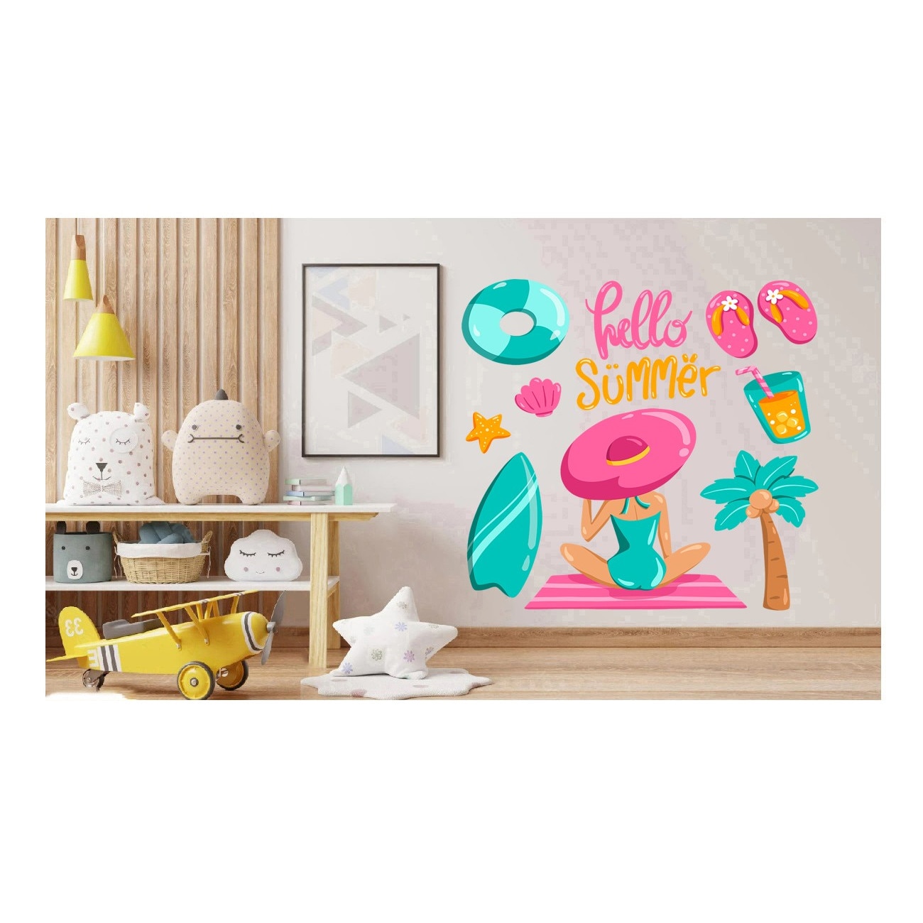 Sticker decorativ, Fata la plaja, Vara, 12423ST-1 - eMAG.ro