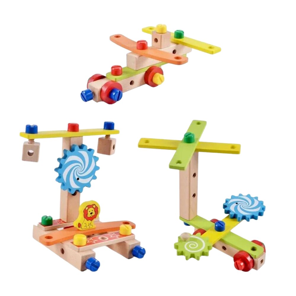 Joc educativ Montessori scaun 3 in 1 de asamblat, Lemn, multicolor ...