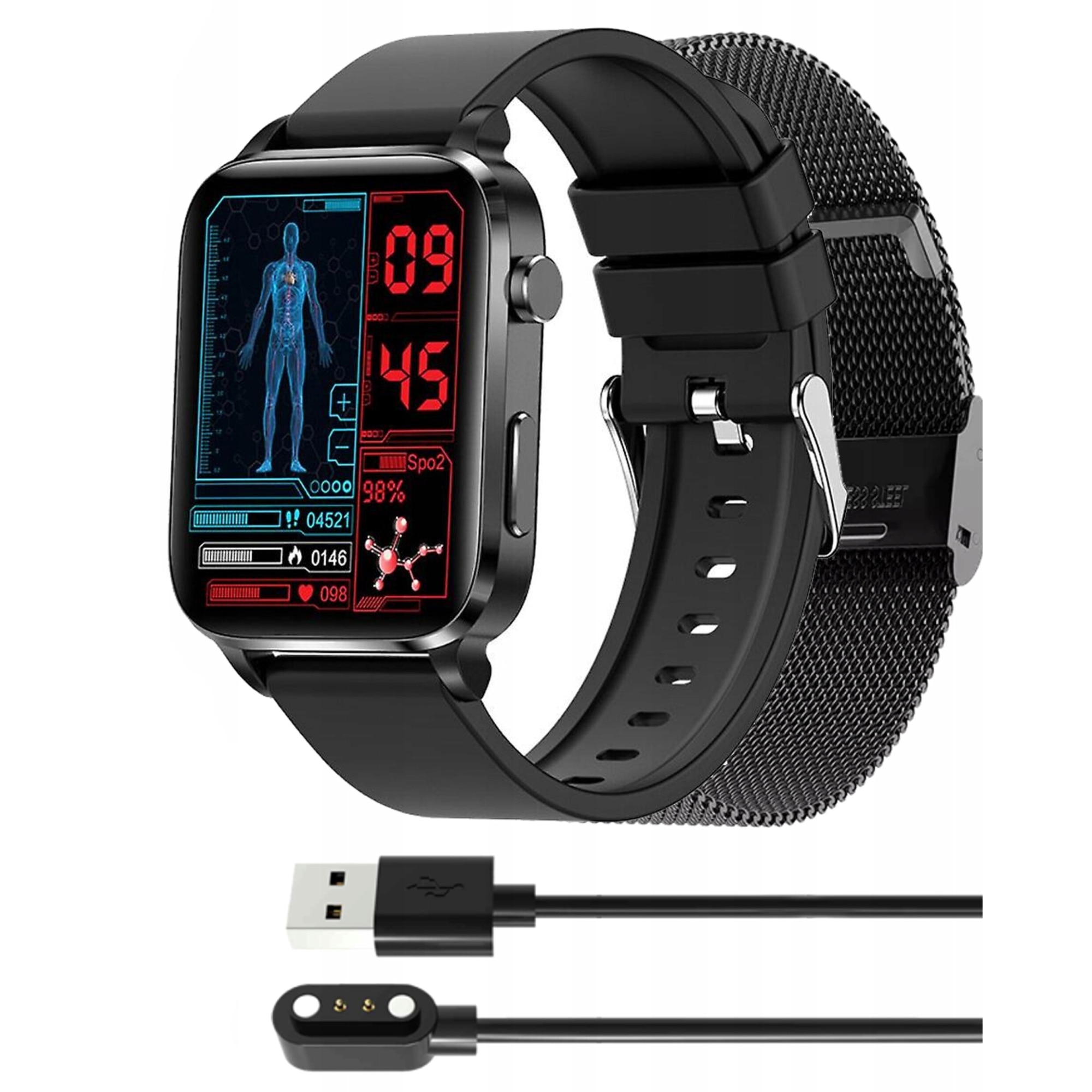 SET Ceas Smartwatch Barbati, Aries Watches, F100, FULL Touch Display ...