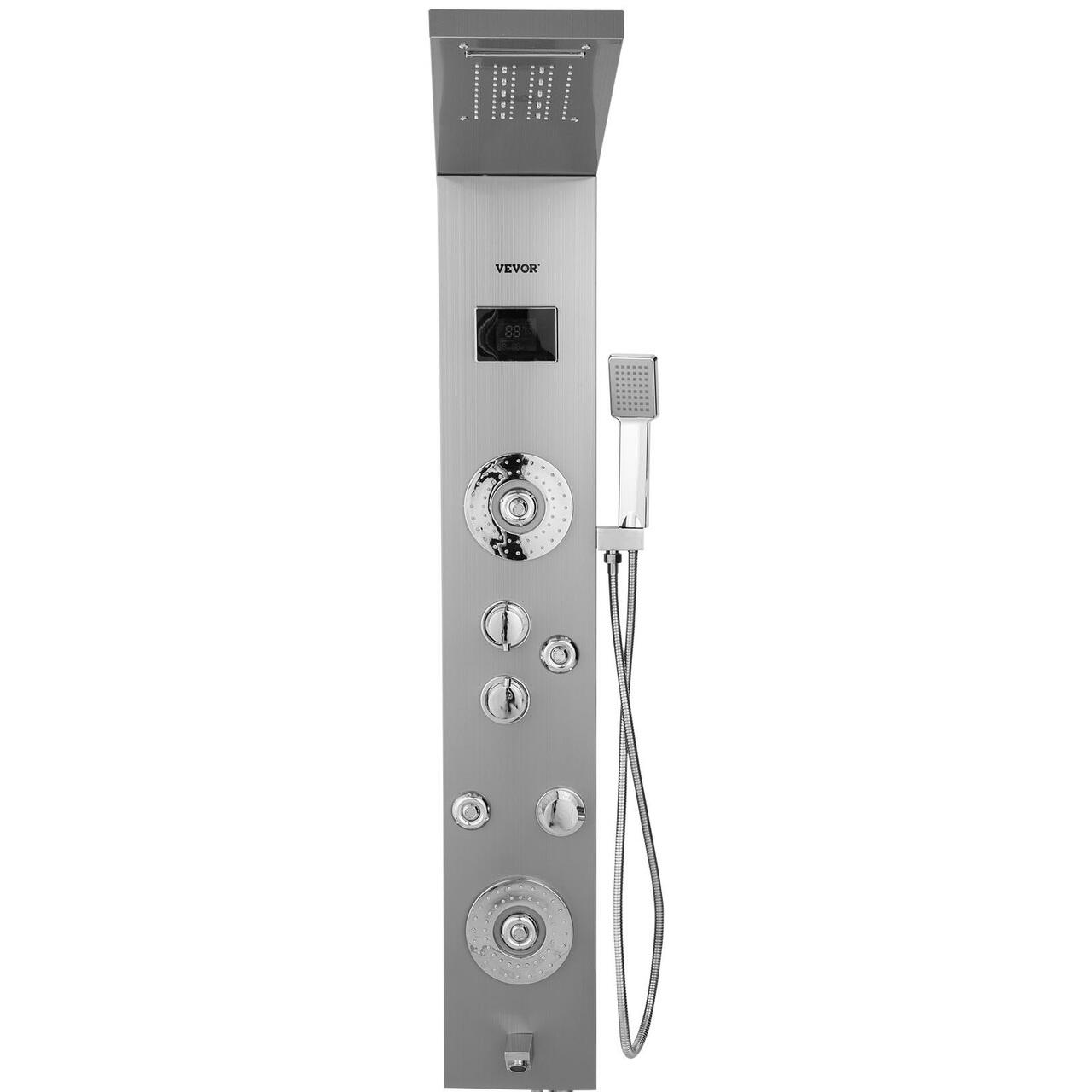 Panou dus hidromasaj, Vevor Inox, 6 functii, Led, 20x6.6x122 cm - eMAG.ro