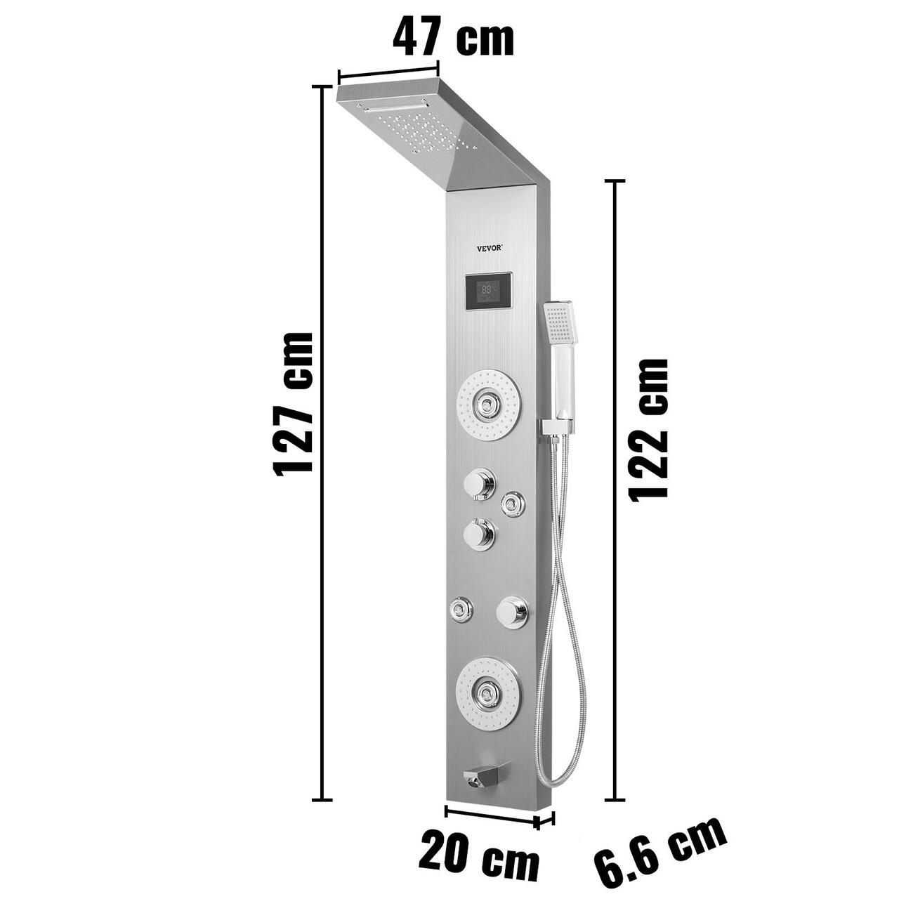 Panou dus hidromasaj, Vevor Inox, 6 functii, Led, 20x6.6x122 cm - eMAG.ro