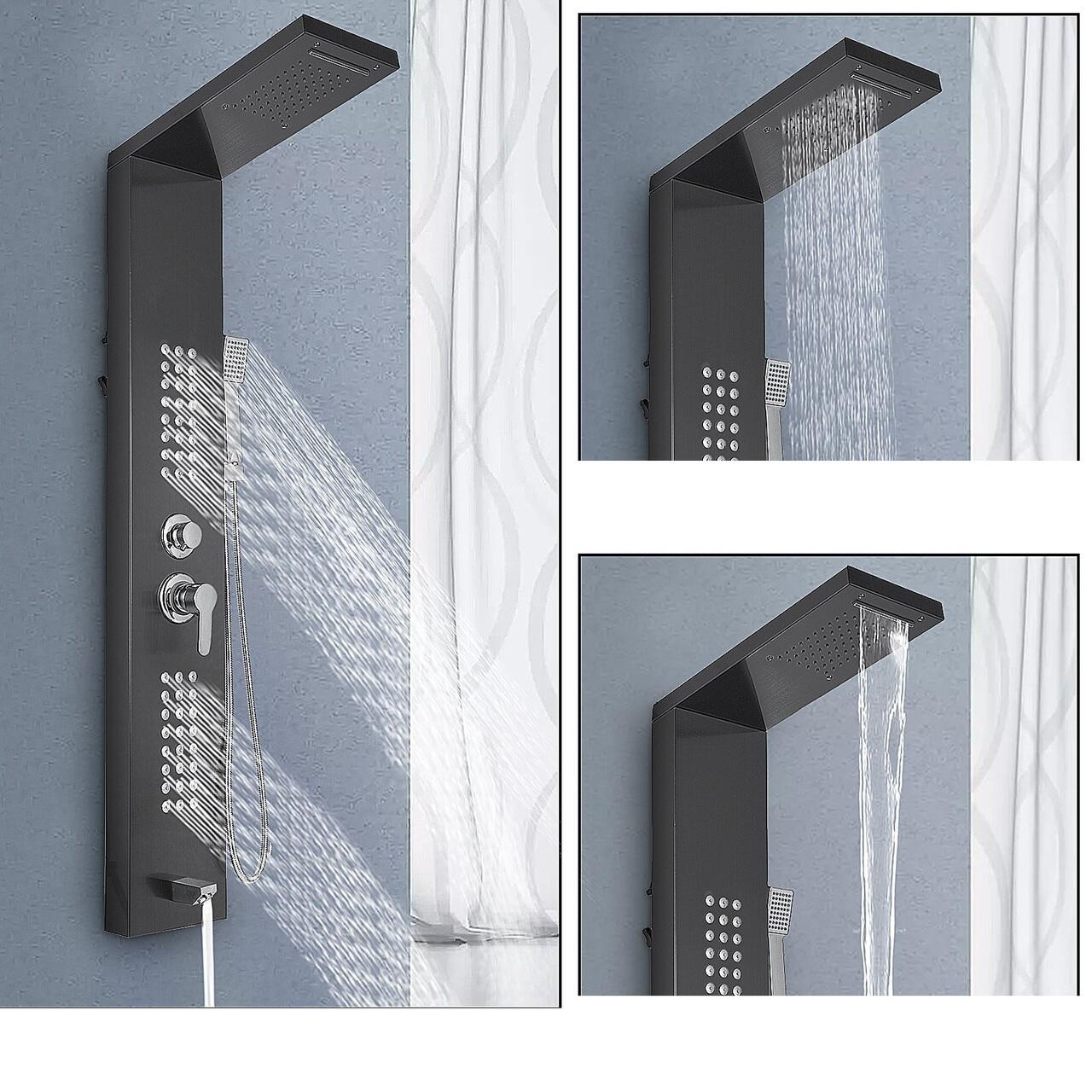 Panou dus hidromasaj, Vevor Inox Negru, 5 functii, Led, 122x6.6x20cm ...