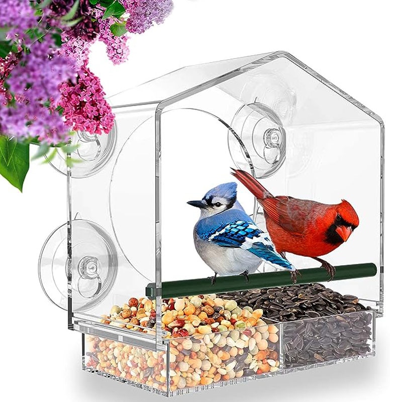 Хранилки за птици с външен прозорец, пластмаса, 21,5 x 21 x 10 cm ...