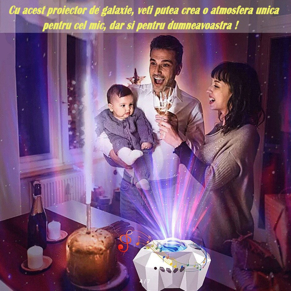 Lampa De Veghe Cu Proiectie Galaxie GREATON Proiector Stele, Luna, Boxa ...