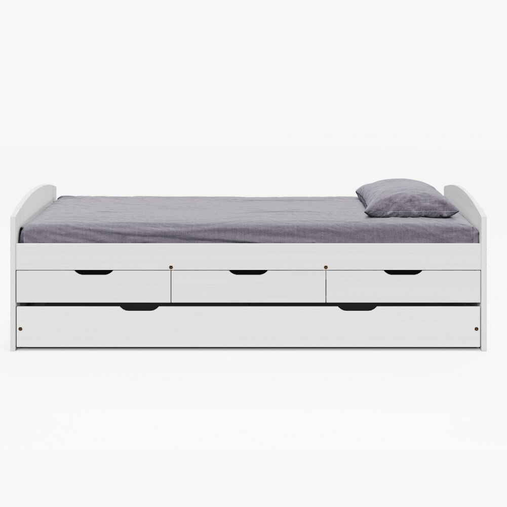 Pat extensibil lemn masiv alb Marinella 205x98x63 cm - eMAG.ro