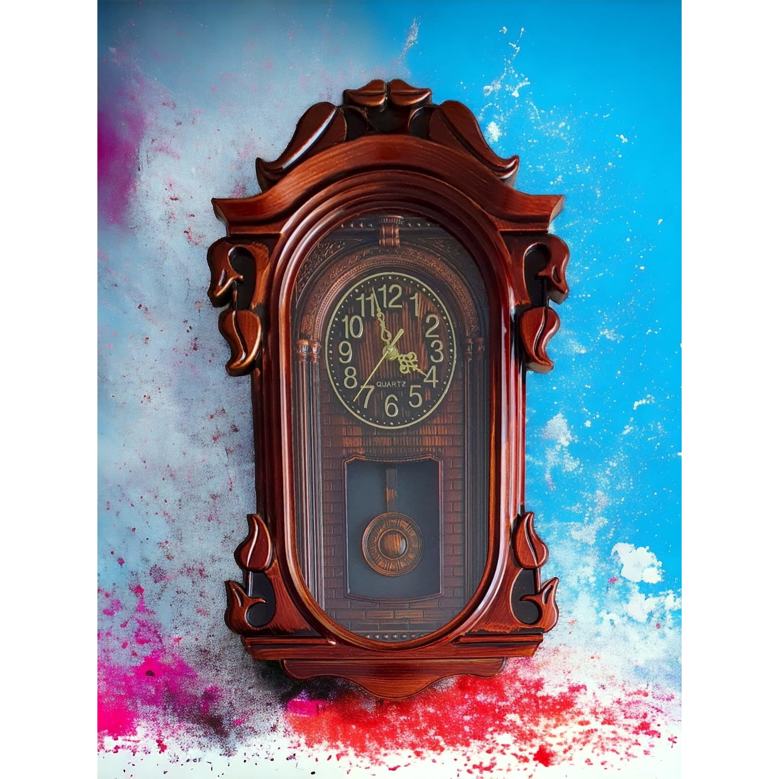 Ceas de perete rustic cu pendul 52 cm - eMAG.ro