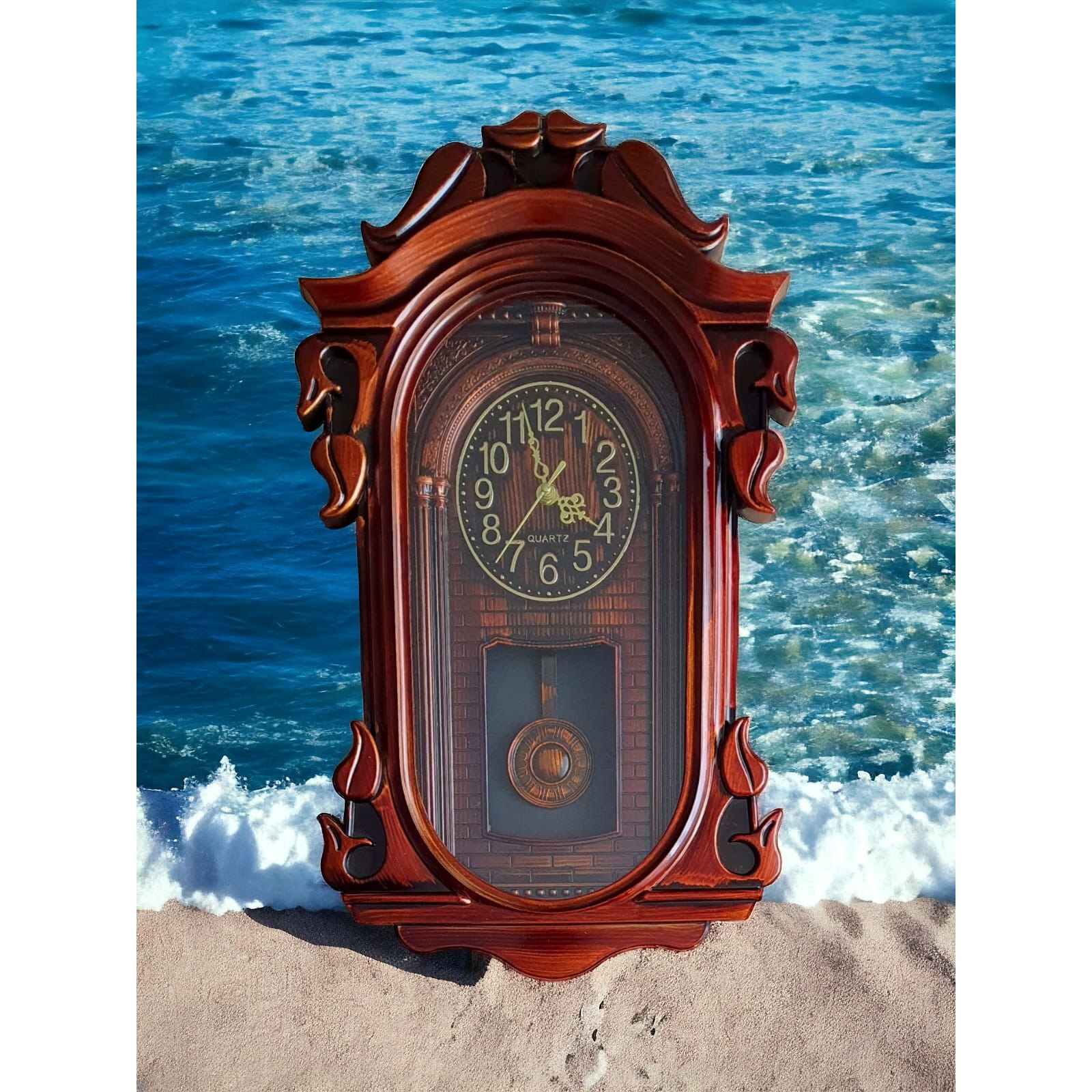 Ceas de perete rustic cu pendul 52 cm - eMAG.ro