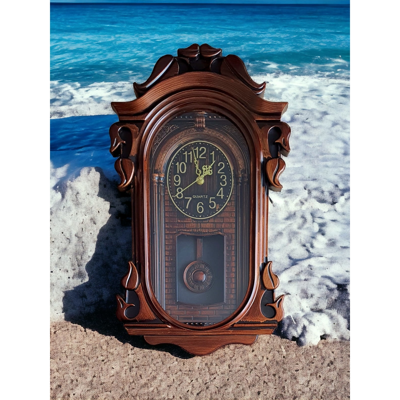 Ceas rustic de perete cu pendul 52 cm - eMAG.ro