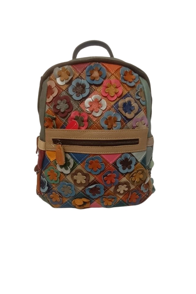 Rucsac dama din piele naturala, Vera Pelle, VP-014-3, multicolor - eMAG.ro