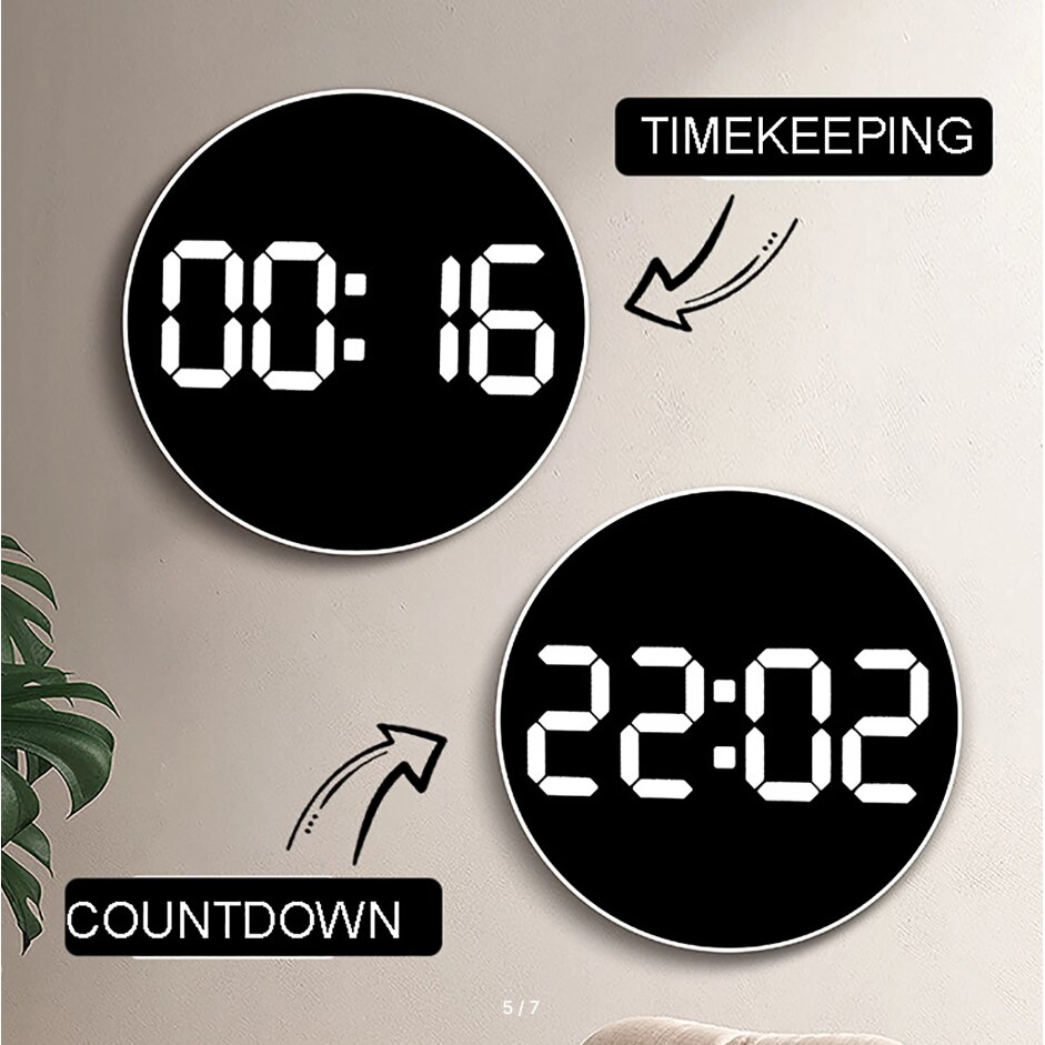 Ceas de Perete Digital Saiconcept®, Ecran LED, Afisaj Temperatura ...