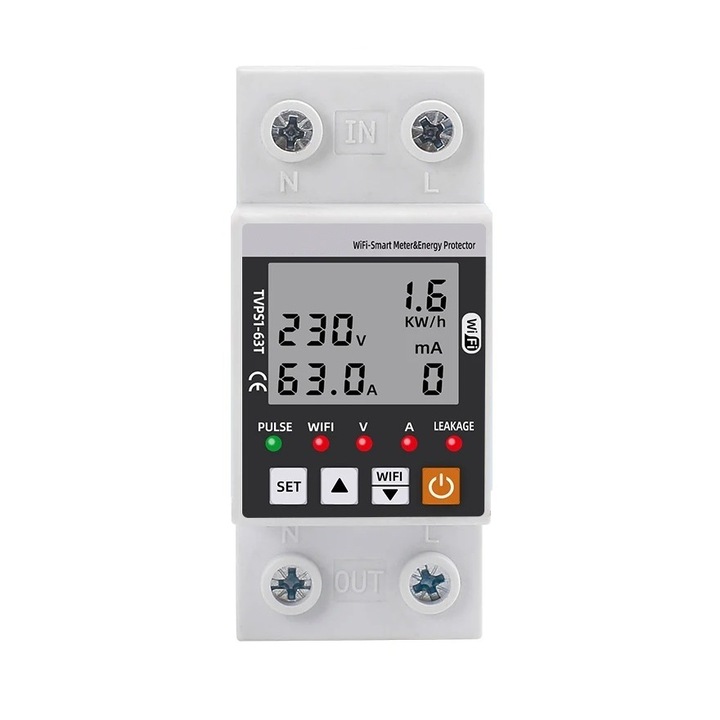 Contor monofazat, E-Etop, 63 A, 230 V, Wi-Fi, Alb - eMAG.ro