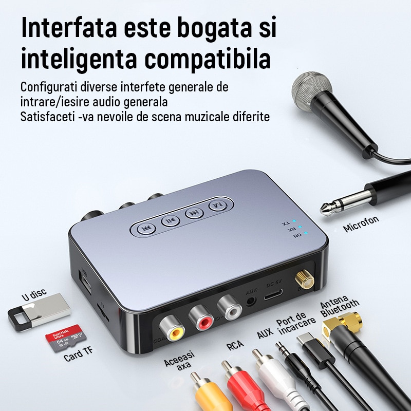 Adaptor Bluetooth receptor audio 2 in 1, Cu telecomanda, Bluetooth 5.1 ...