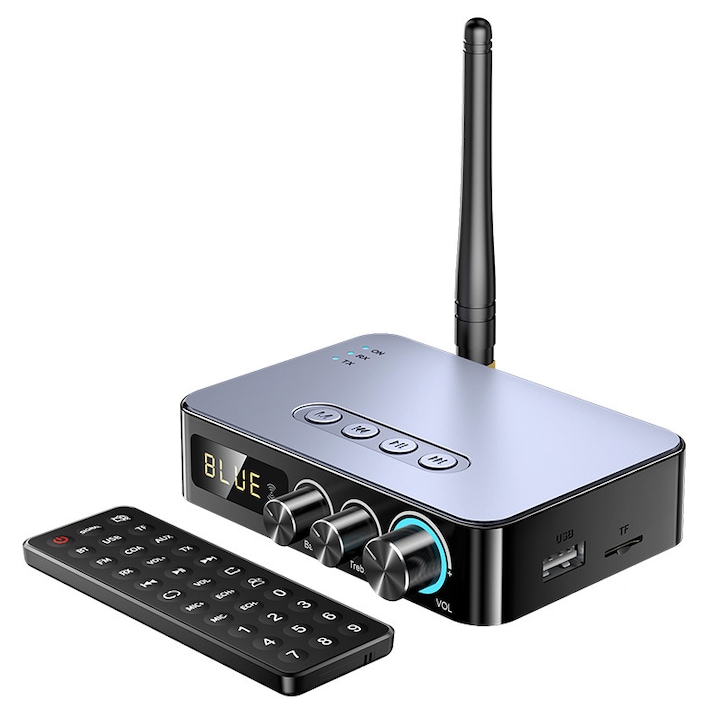 Adaptor Bluetooth receptor audio 2 in 1, Cu telecomanda, Bluetooth 5.1 ...