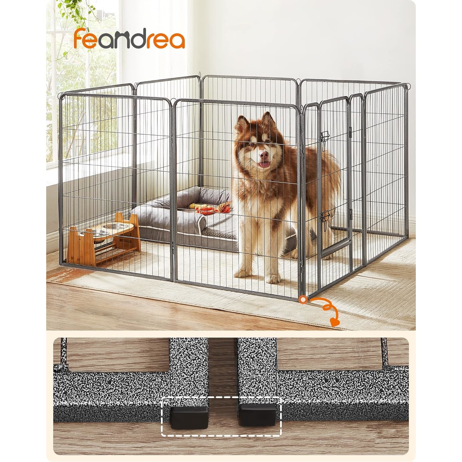 Tarc din panouri de fier pentru caini de talie foarte mare FEANDREA, cu ...