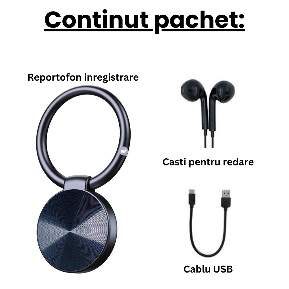 Mini reportofon spion tip breloc activat vocal S30, 32 GB, Timp ...