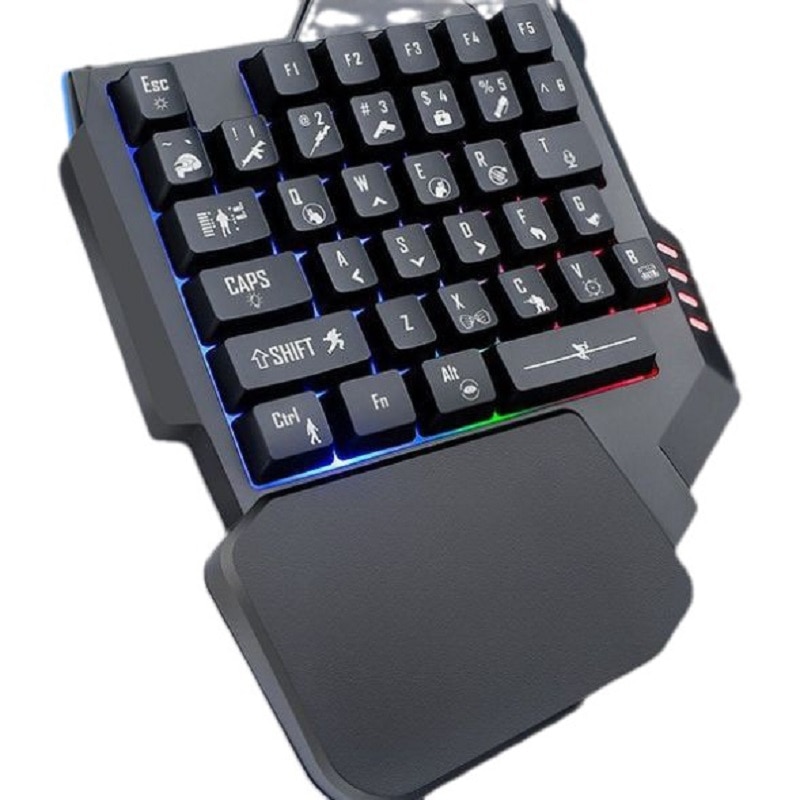 Mini tastatura mecanica, RGB, Portabila, Negru - eMAG.ro