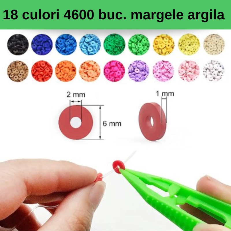 Set artizanat cu 5100 bucati margele argila polimerica, Heishi, alfabet ...