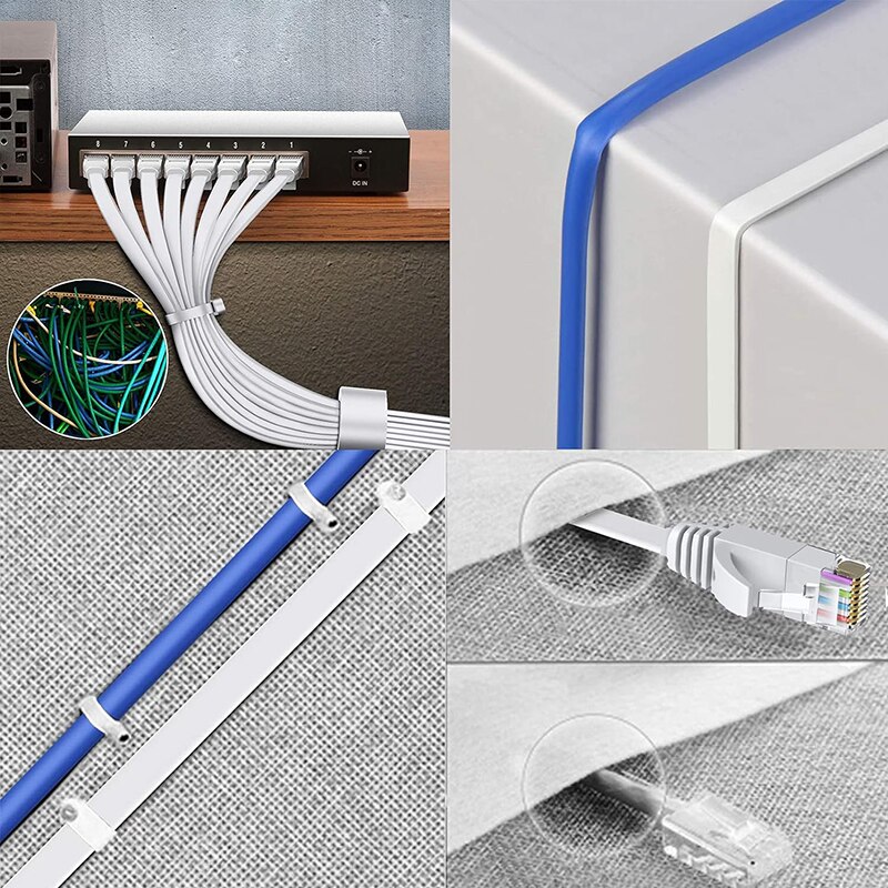Cablu UTP Ethernet Cat6, Format Plat Flexibil, Cu 20 de clipuri ...