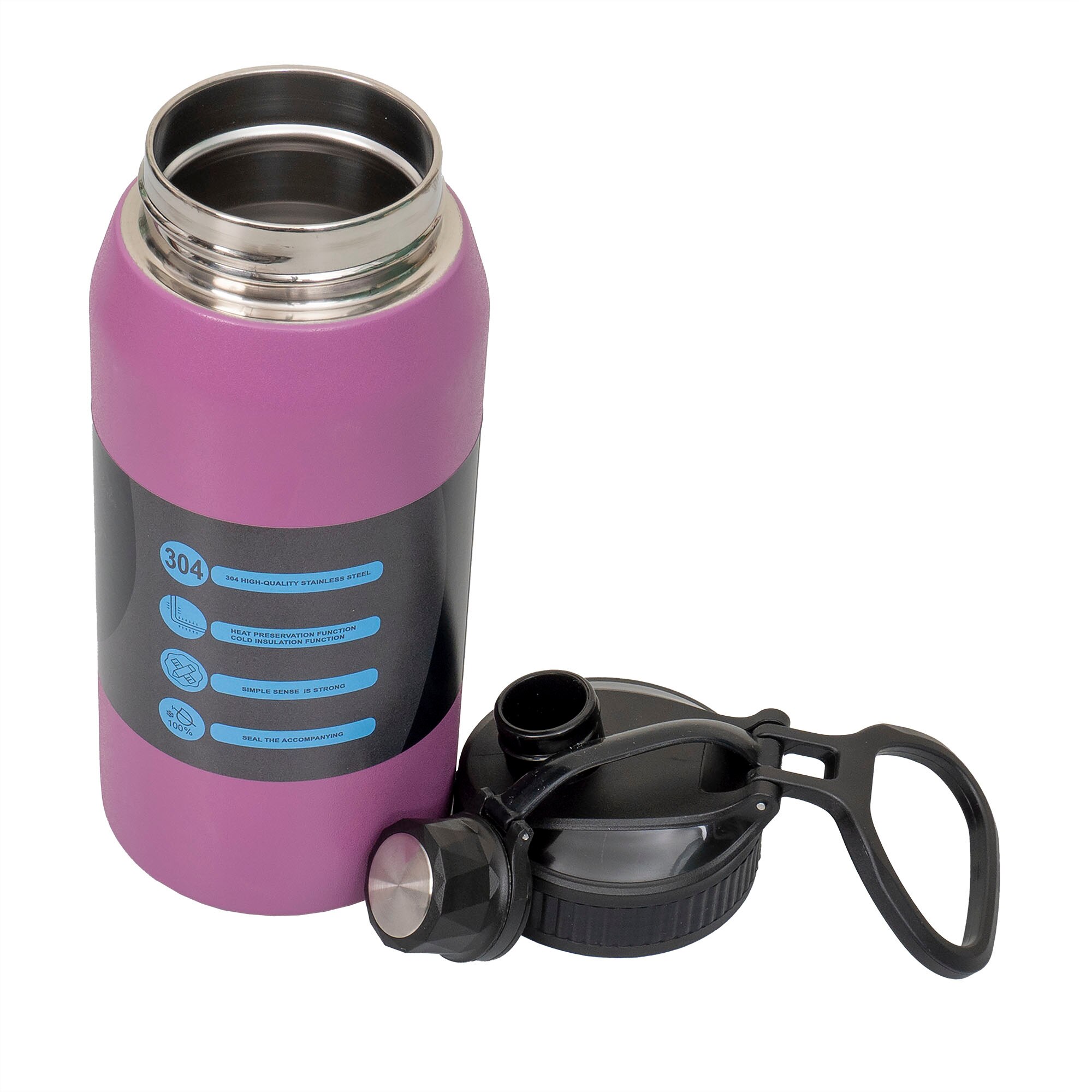 Termos YOUTH SPORTS, interior inox, capacitate 600ml, model sticla, mov ...