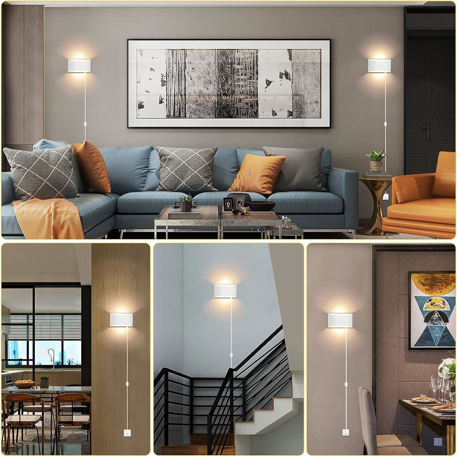 Lampa de Perete LED Dimabila, 12W, cu Cablu si Priza, Moderna, din ...