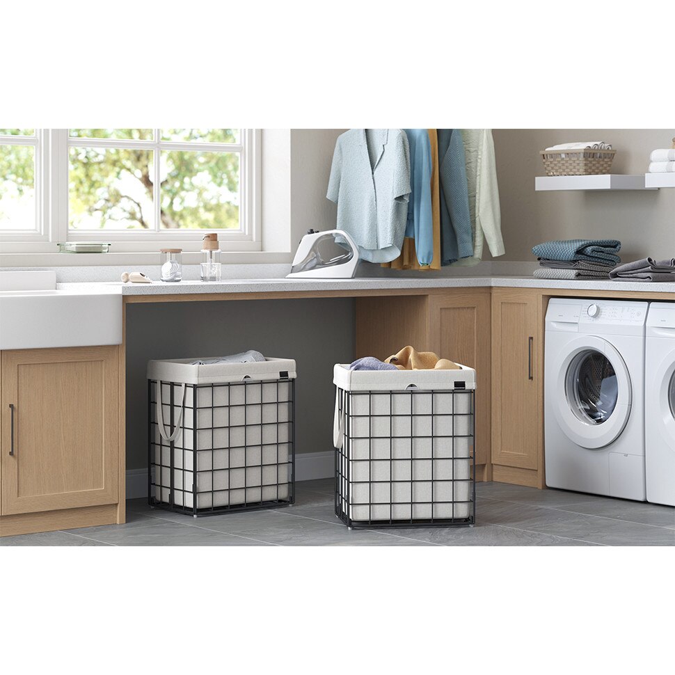 Cos de rufe pliabil Songmics cu cadru metalic, sac detasabil si lavabil ...