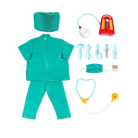 Costum doctor pentru copii, 13 piese, 7-8 ani, Verde - eMAG.ro