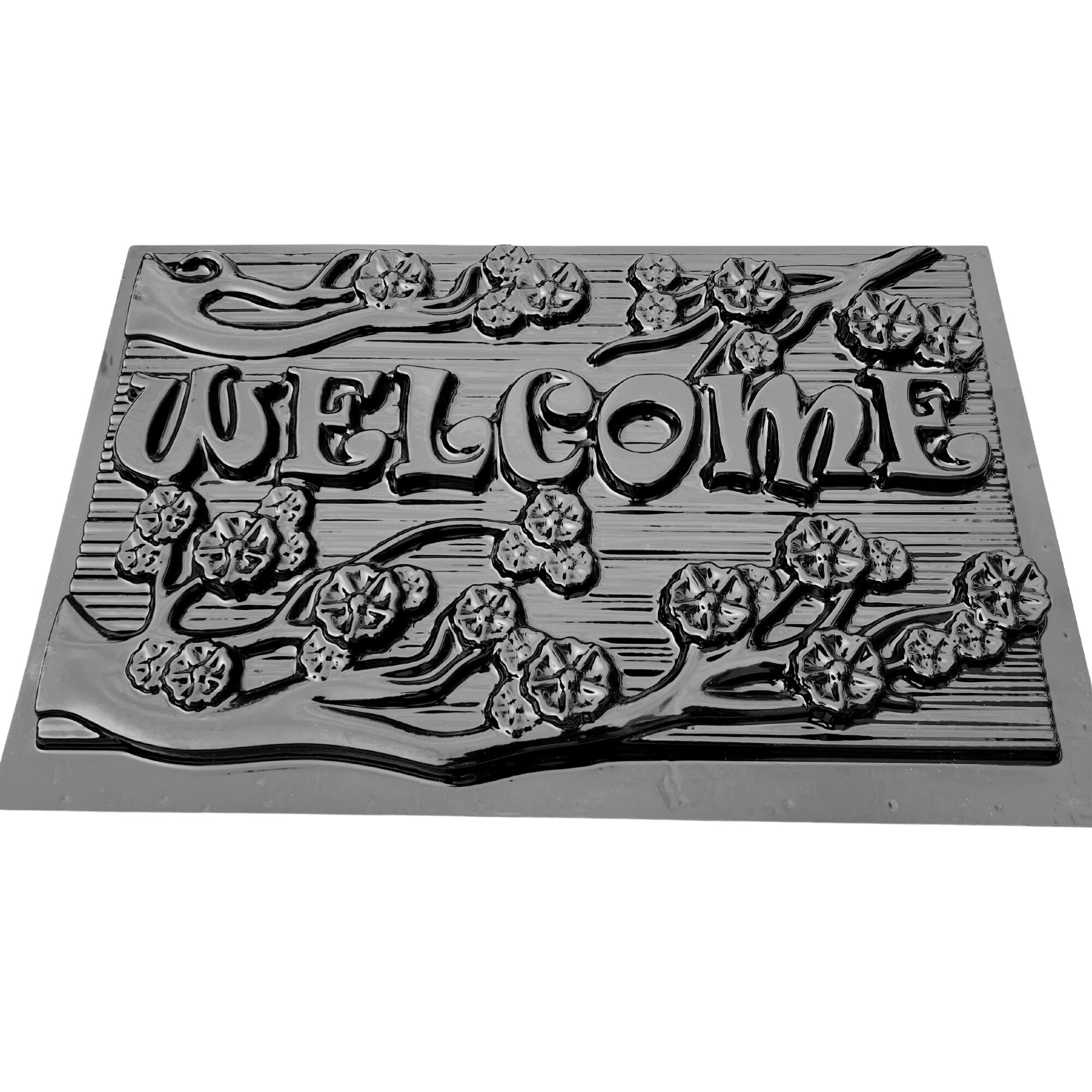 Matrita panou decorativ 3D, model Welcome, plastic ABS, negru, 50x30cm ...