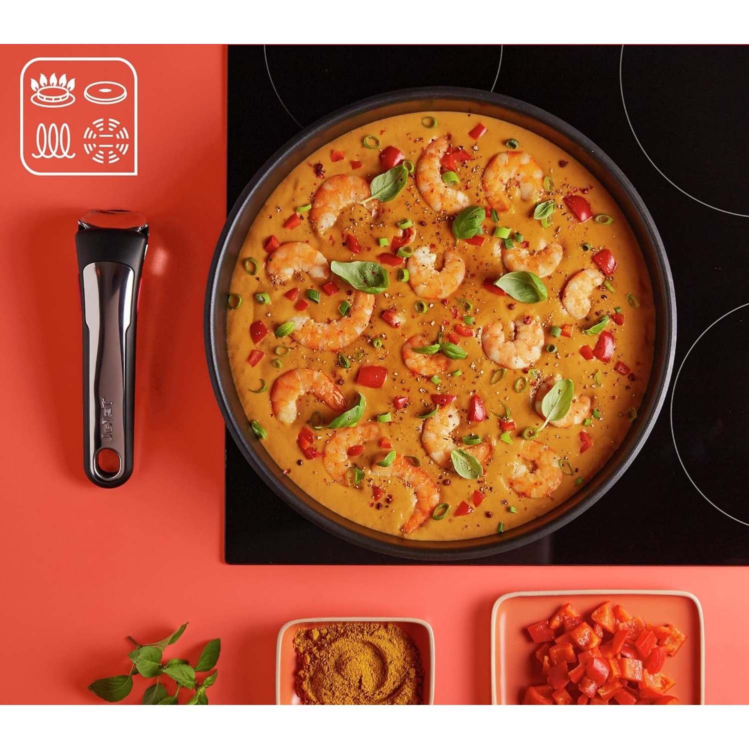 Set 2 tigai Tefal Ingenio Preference On, 22+26 cm, ThermoSpot, maner ...